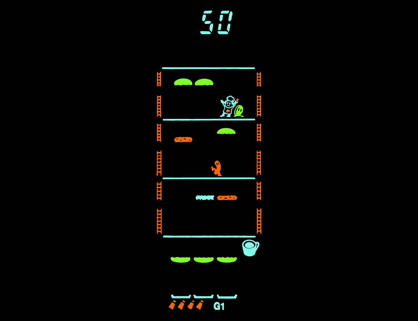 BurgerTime , Handheld game by Bandai Co., Ltd. (1982)